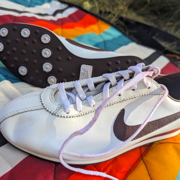 Nike | Shoes | Rare Vintage Nike Sample Cleat Shoe White Brown Leather ...